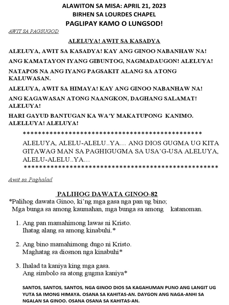 Alawiton Sa Santos nga Misa | PDF Alawiton Sa Santos nga Misa | PDF