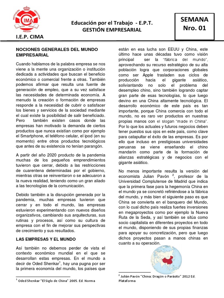Semana 01 Nociones Generales Del Mundo Empresarial | PDF | China ...