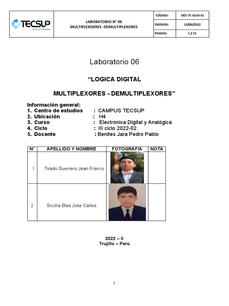 Lab06 Electrónica | PDF | Almacenamiento de datos de la computadora | Informática