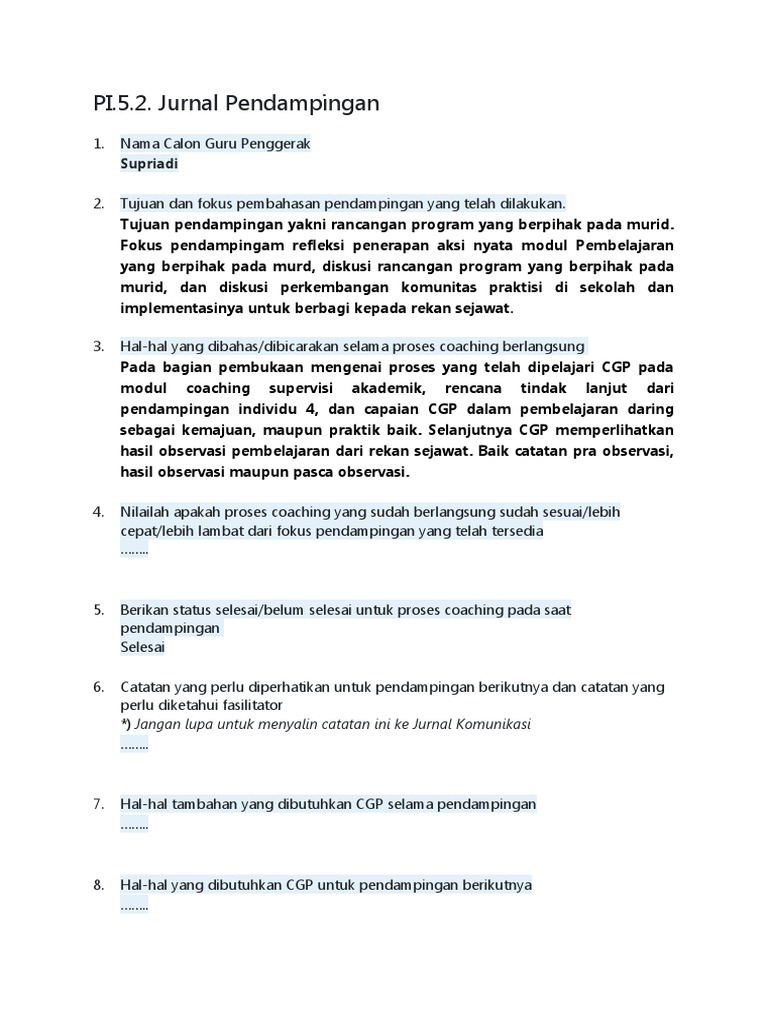 PI.5.2. Jurnal Pendampingan | PDF