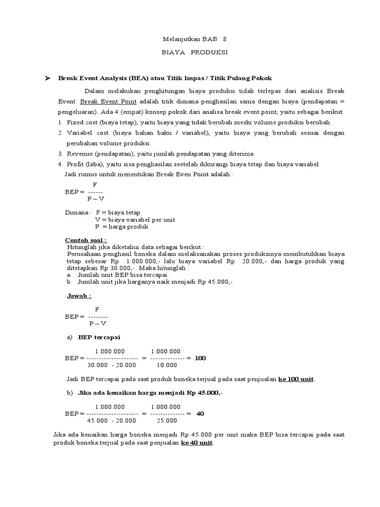 Biaya Produksi (BEP & HPP) | PDF