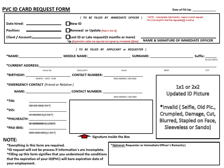 Employee ID Card Request Form | PDF