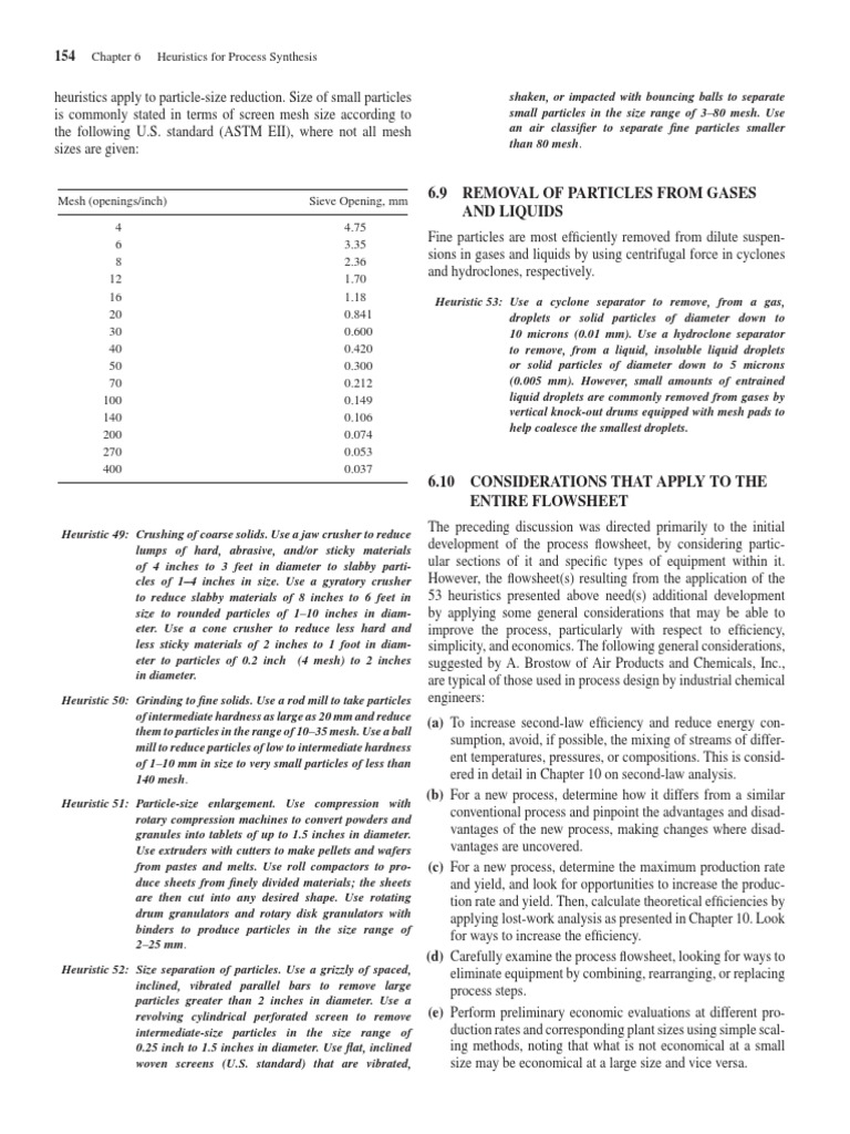 Heuristics For Process Synthesis: 6.9 Removal of Particles From Gases ...