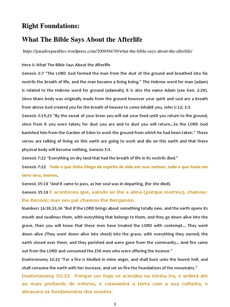 What The Bible Says About The Afterlife | PDF | Hell | Lazarus Of Bethany