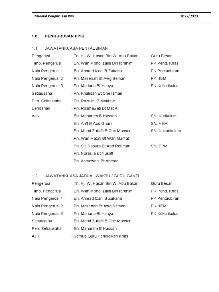 JK Buku Pengurusan - PPKI 2022 N 2023 | PDF