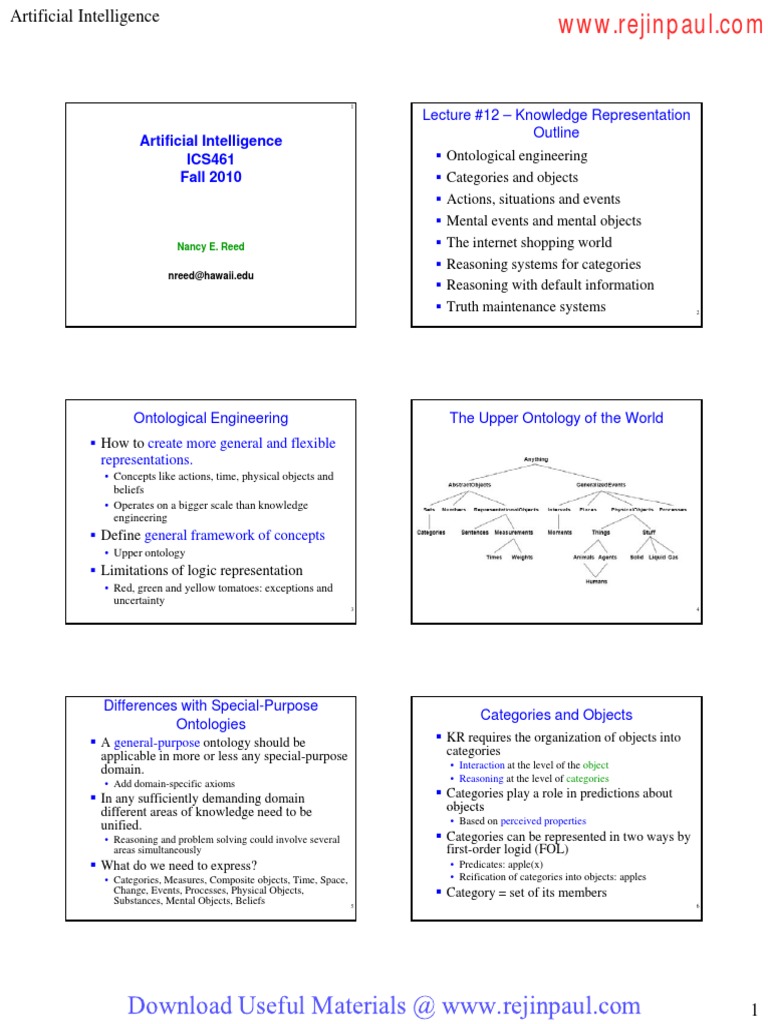 Unit3 AI - Rejinpaul | PDF | Knowledge Representation And Reasoning | Logic