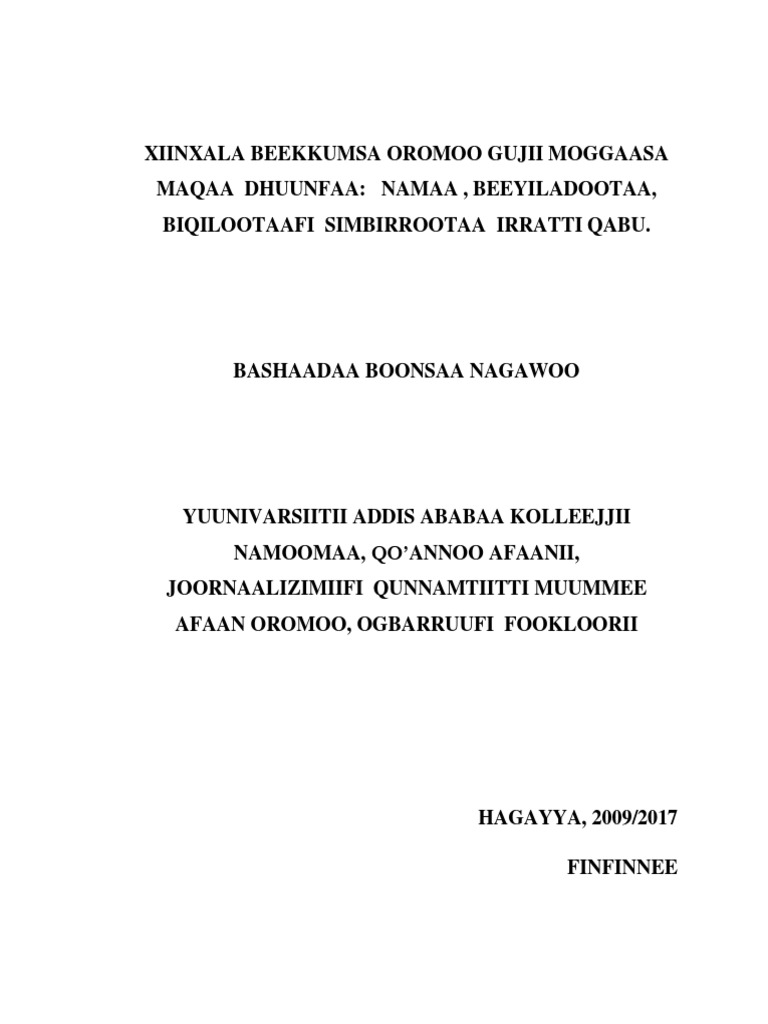 Bashaadaa Boonsaa | PDF