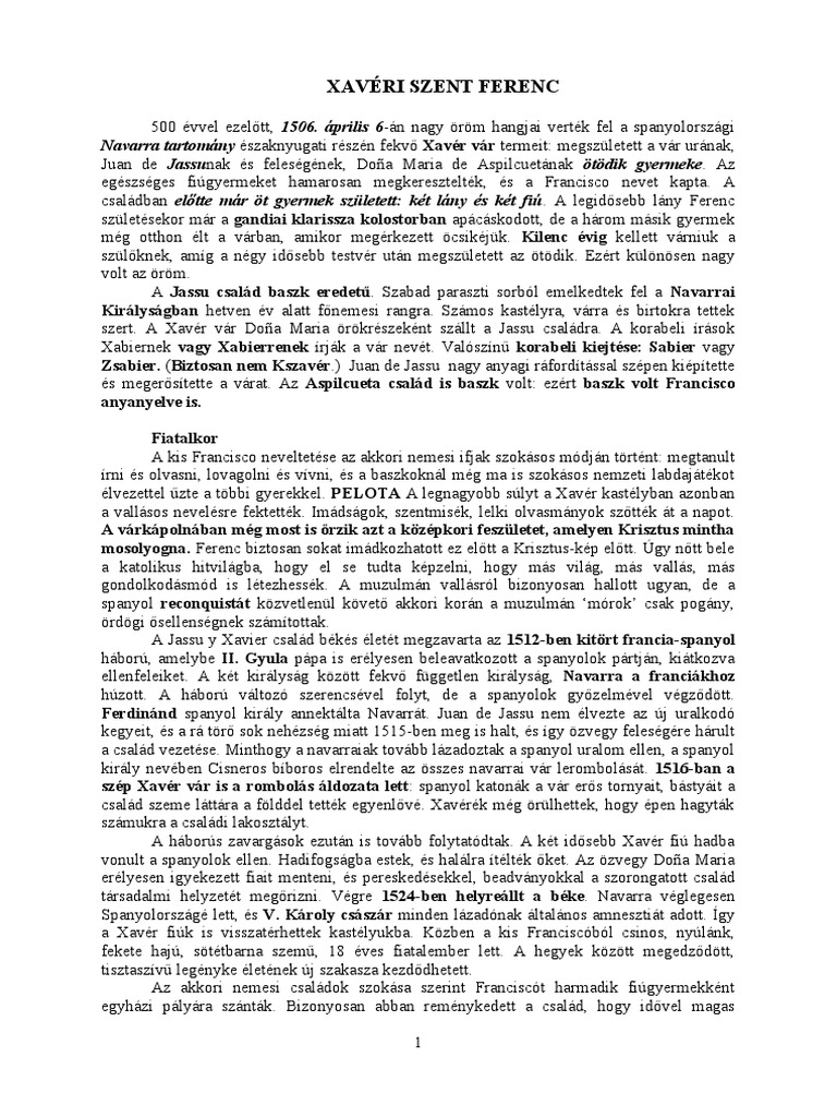 Xavéri Szent Ferenc 2.0. | PDF