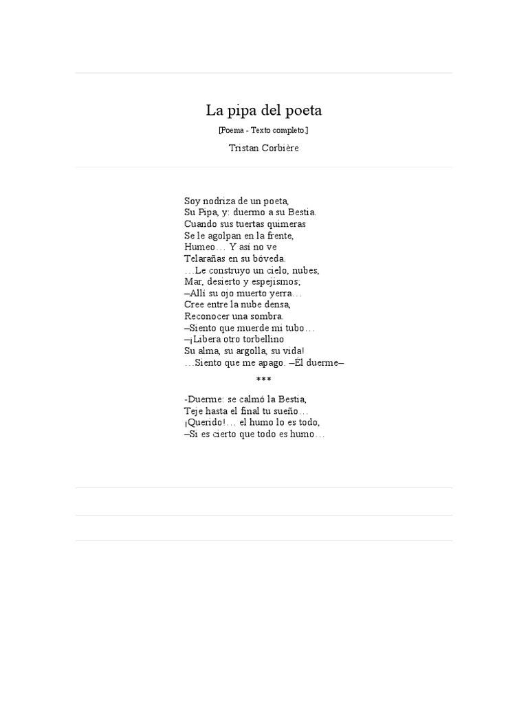 La Pipa Del Poeta: (Poema - Texto Completo.) | PDF