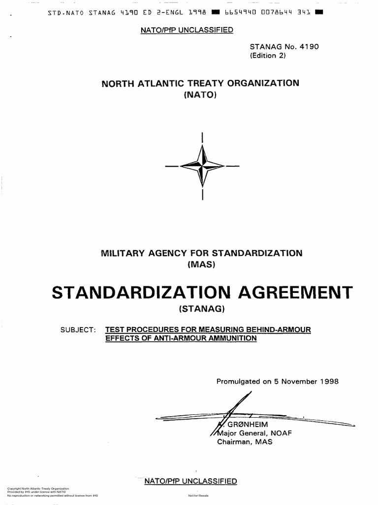 Stanag 4190-1998 | PDF | Ratification | Nato