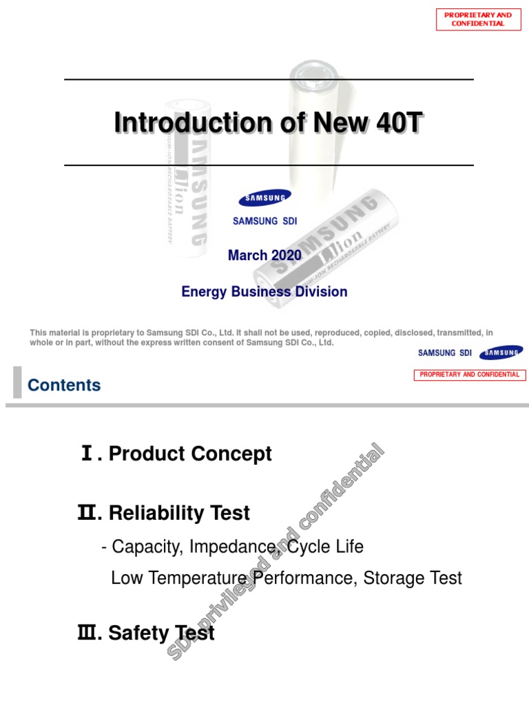 Samsung Introduction of New 40T v3 | PDF | Chemistry | Electrical ...