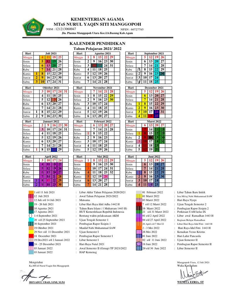 Kalender Pendidikan 2021-2022 | PDF