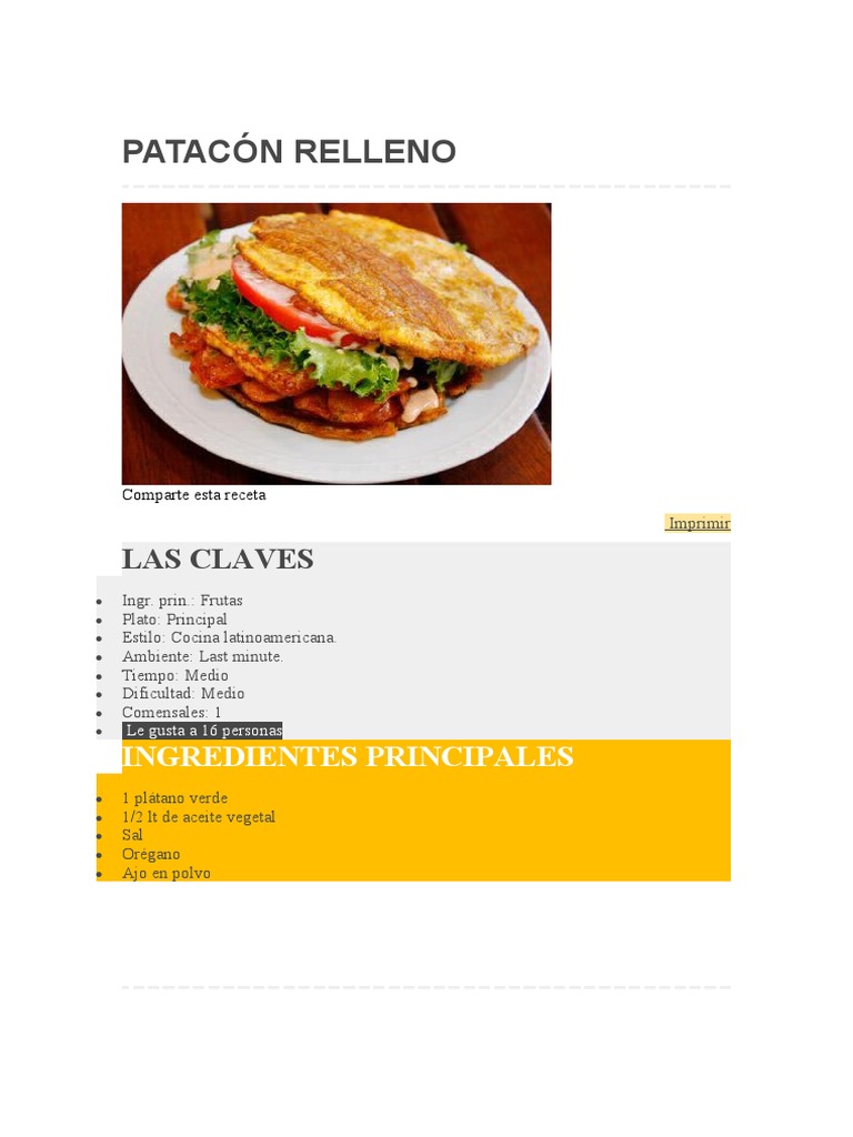 PATACÓN RELLENO | PDF | Alimentos | Cocina