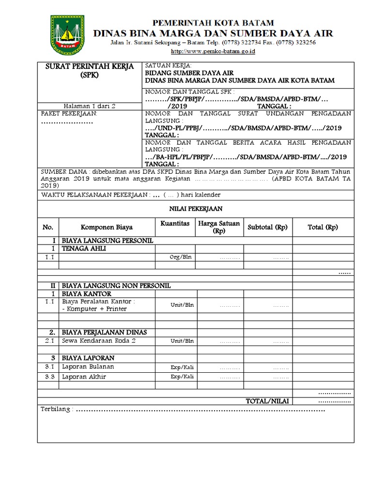 Format SPK Pengawasan | PDF