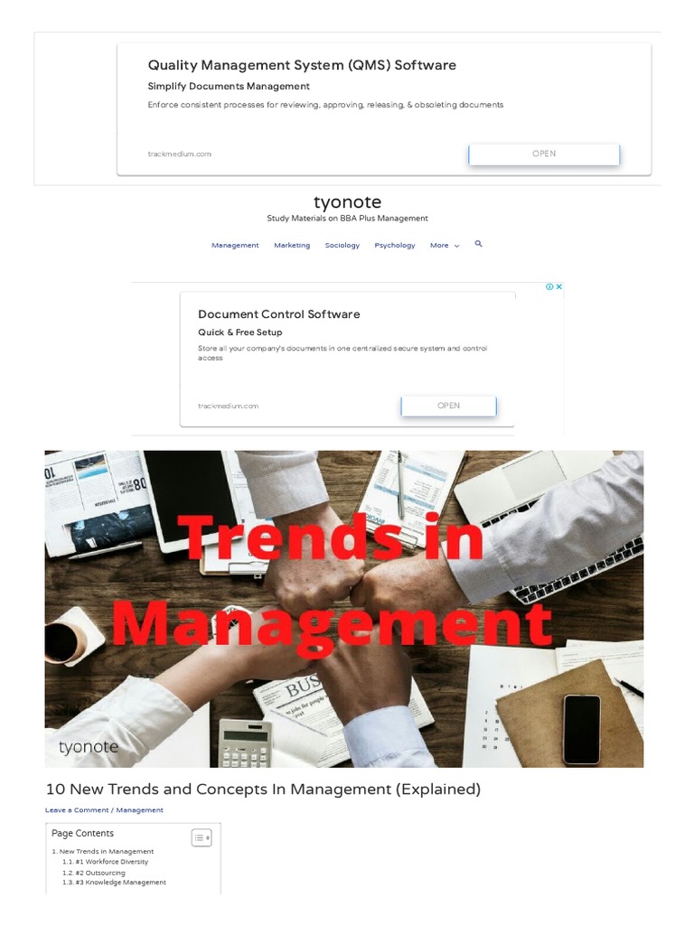 10 New Trends and Concepts in Management (Explained) | PDF ...