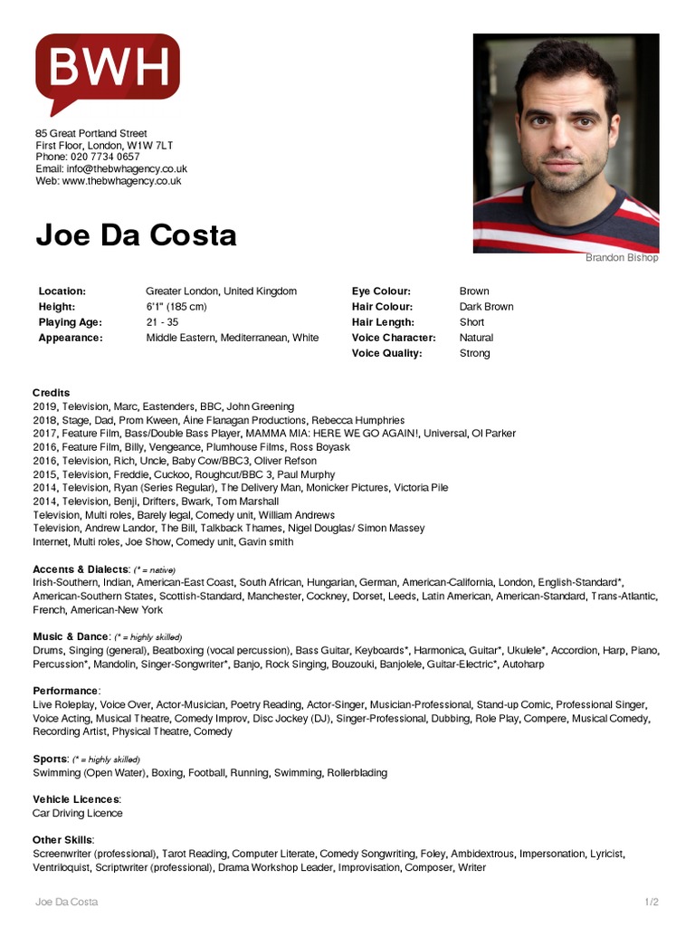 Joe Da Costa | PDF | Entertainment | Performing Arts