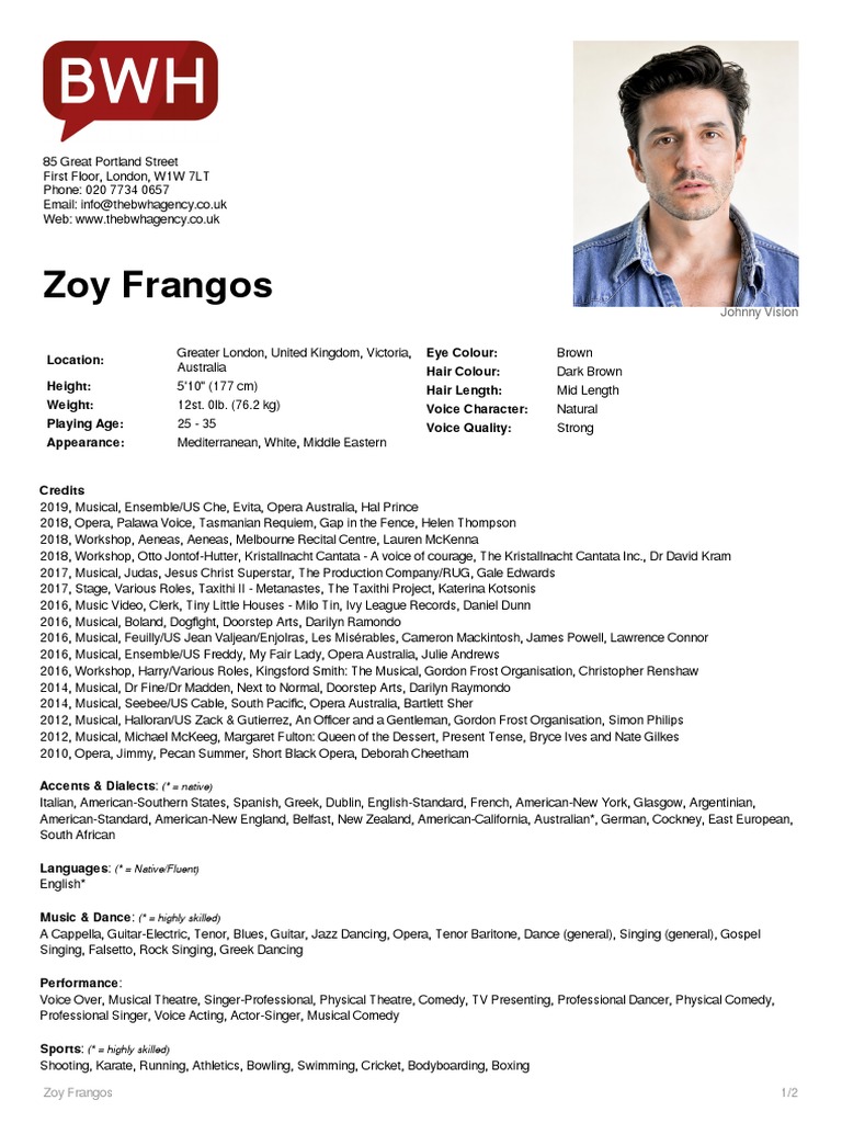 Zoy Frangos | PDF | Singing | Performing Arts