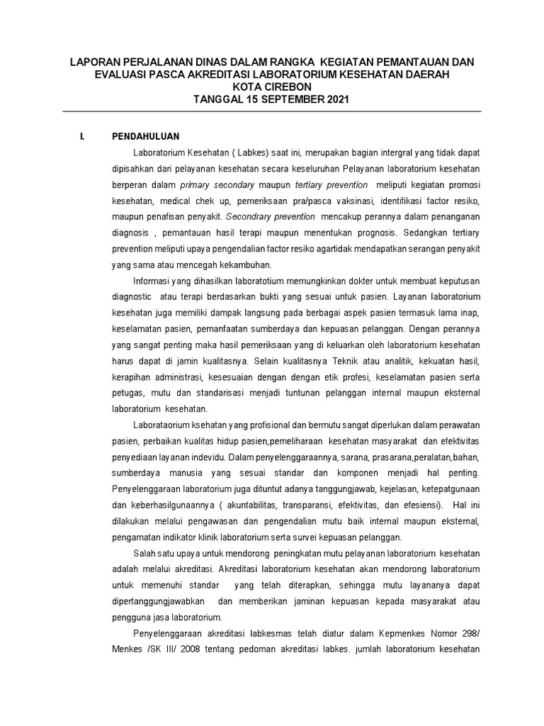 Evaluasi Pasca Akreditasi Labkesda Cirebon | PDF