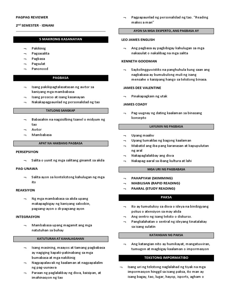 PAGPAG-REVIEWER-Q3 | PDF