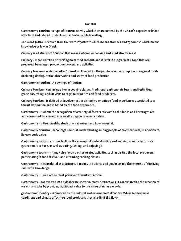 Gastro Pdf Gastronomy Tourism