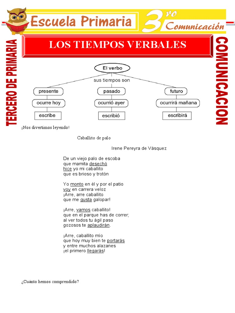 Los Tiempos Verbales para Tercero de Primaria 1 | PDF | Verbo | Lingüística