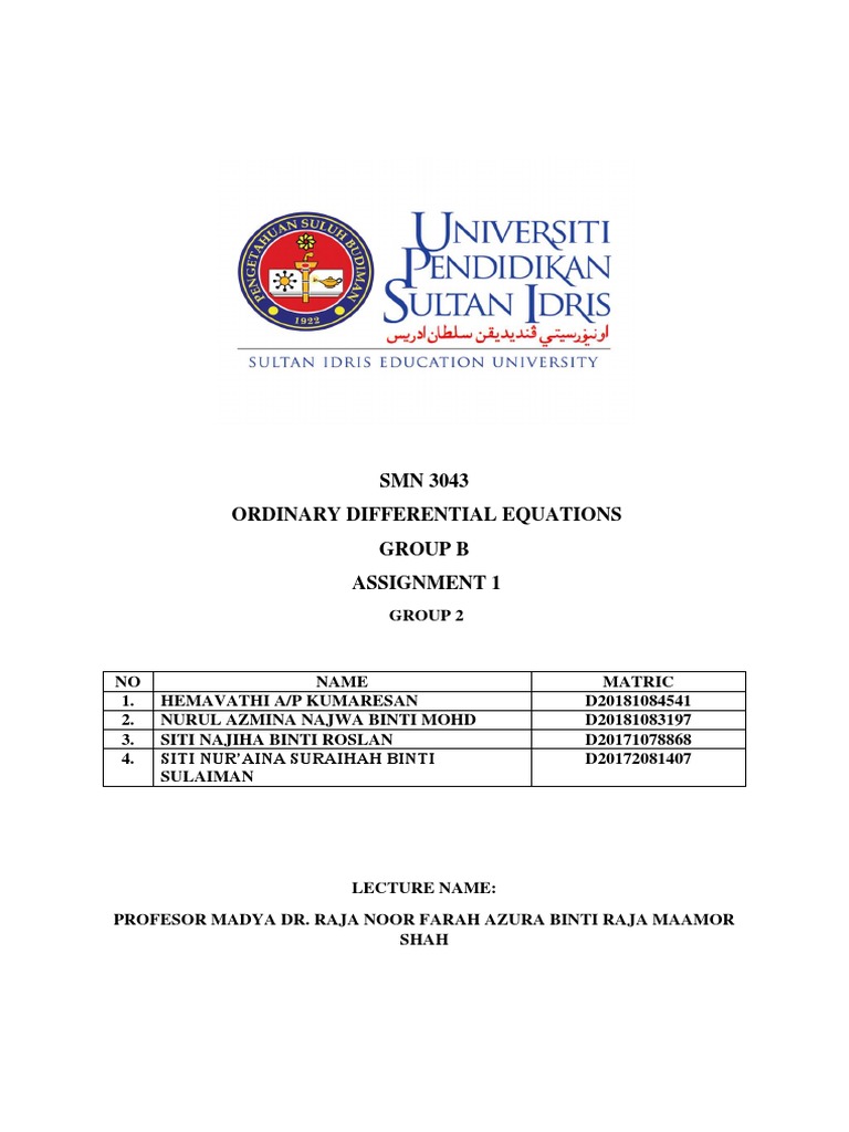 SMN 3043 Assignment 1 Group 2 | PDF
