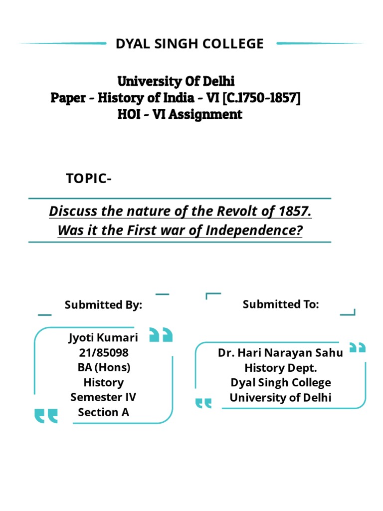 Revolt of 1857 | PDF | Indian Rebellion Of 1857 | British Raj