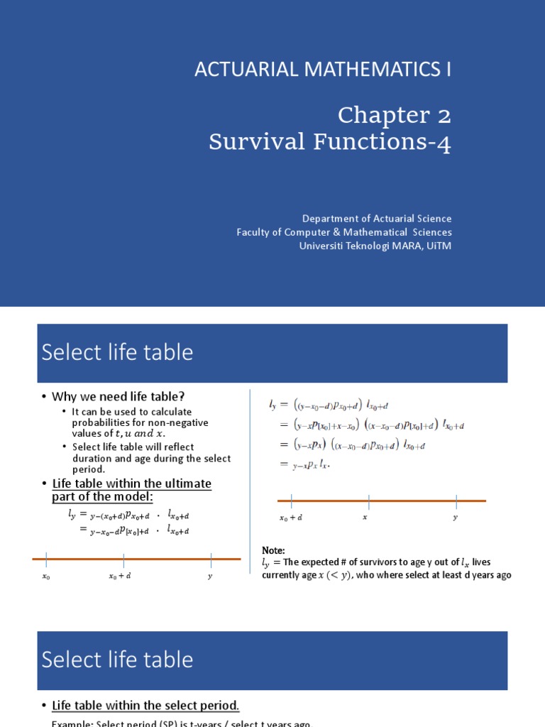 2.4 Select Life Table | PDF | Probability | Actuarial Science