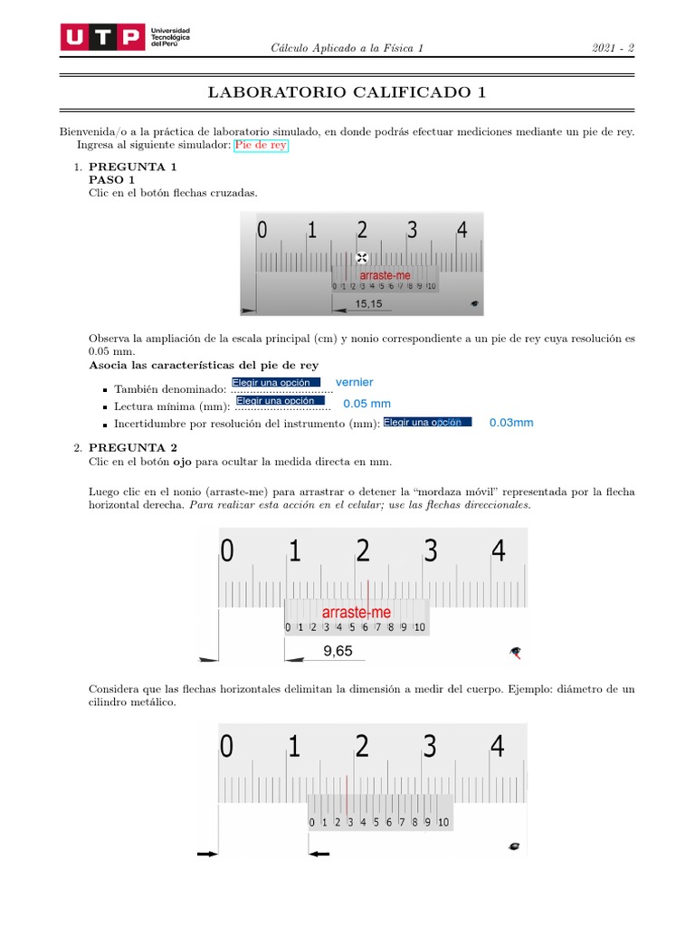 Mediciones Con Pie de Rey (Virtual) - 2 | PDF | Metrología
