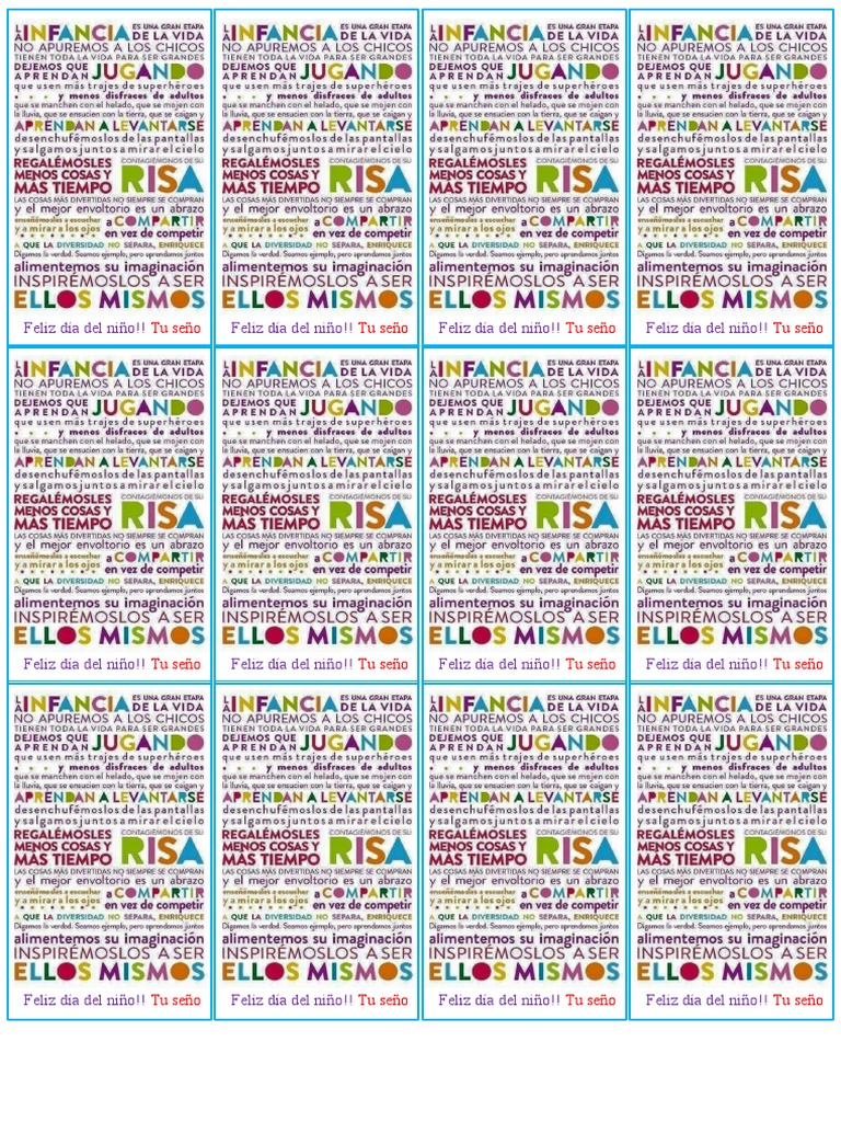 Tarjeta Dia Del Niño Pdf