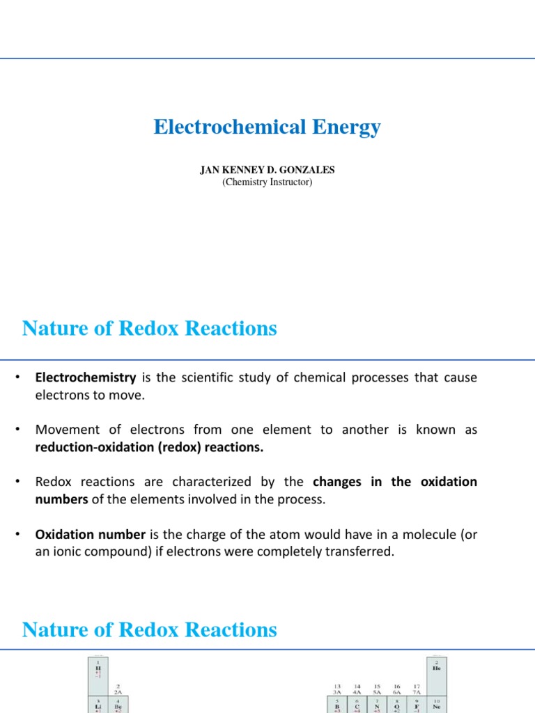 Chem 114 Electrochemical Energy 2 | PDF | Redox | Electrochemistry