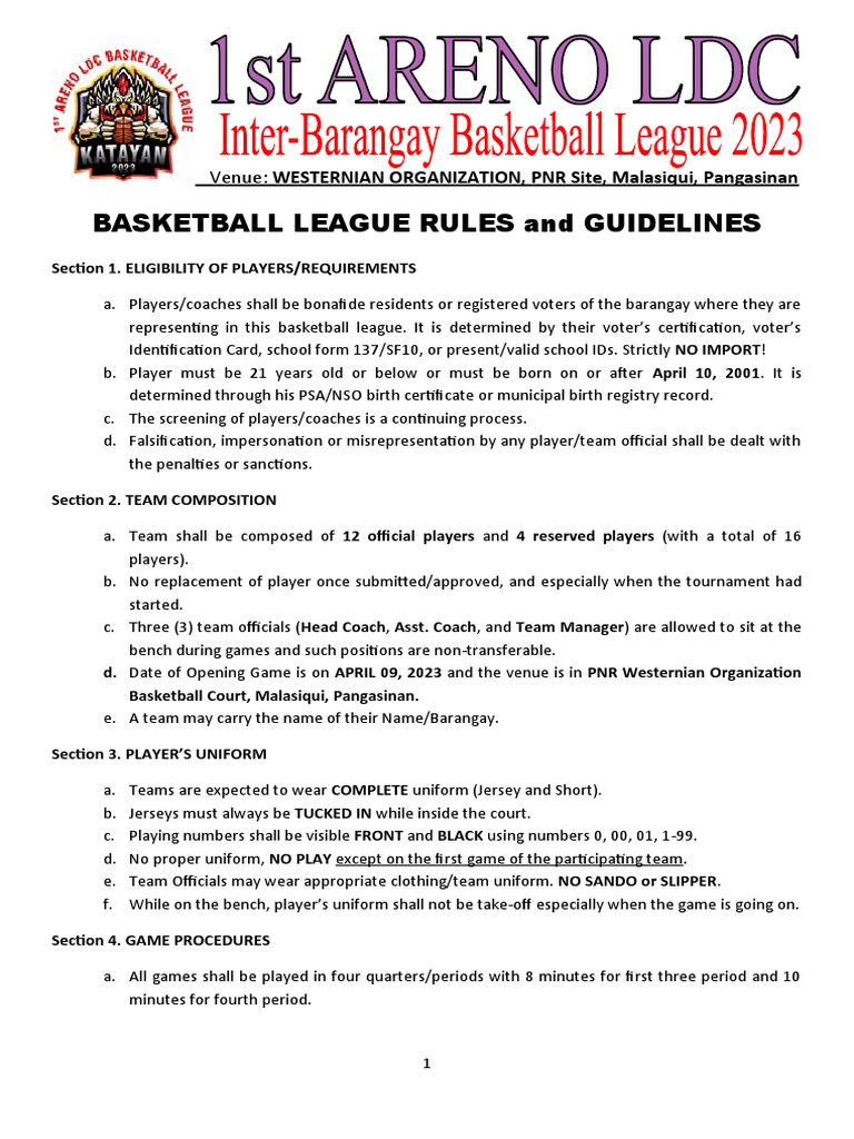 Rules and Guidelines 2023 | PDF | Ball Games | Sports Rules And Regulations