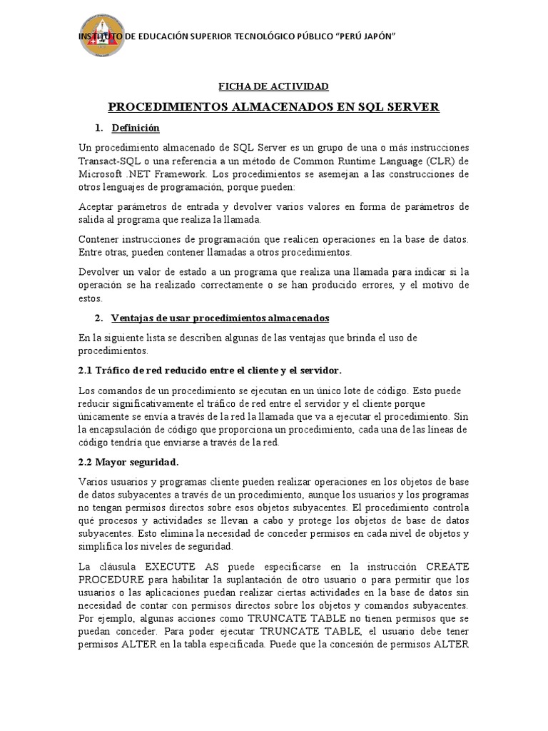 Modelo Ficha de Actividad | PDF | Servidor SQL de Microsoft | SQL