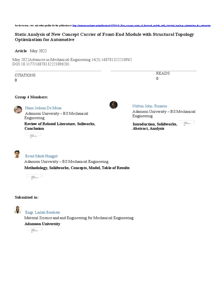 Group 4 Final Project Matsci Lab | PDF | Deformation (Engineering) | Supply Chain