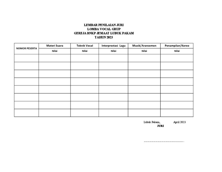 Format Penilaian Juri Vcal Grup | PDF Format Penilaian Juri Vcal Grup | PDF
