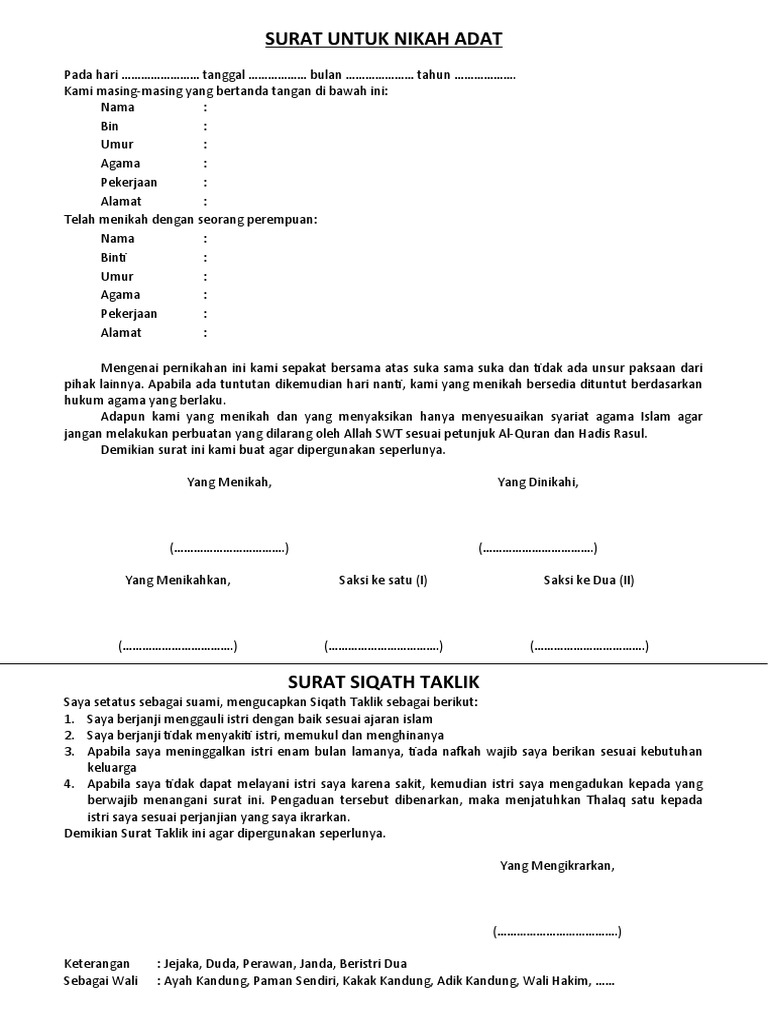 Surat Untuk Nikah Adat | PDF | Agama & Spiritualitas