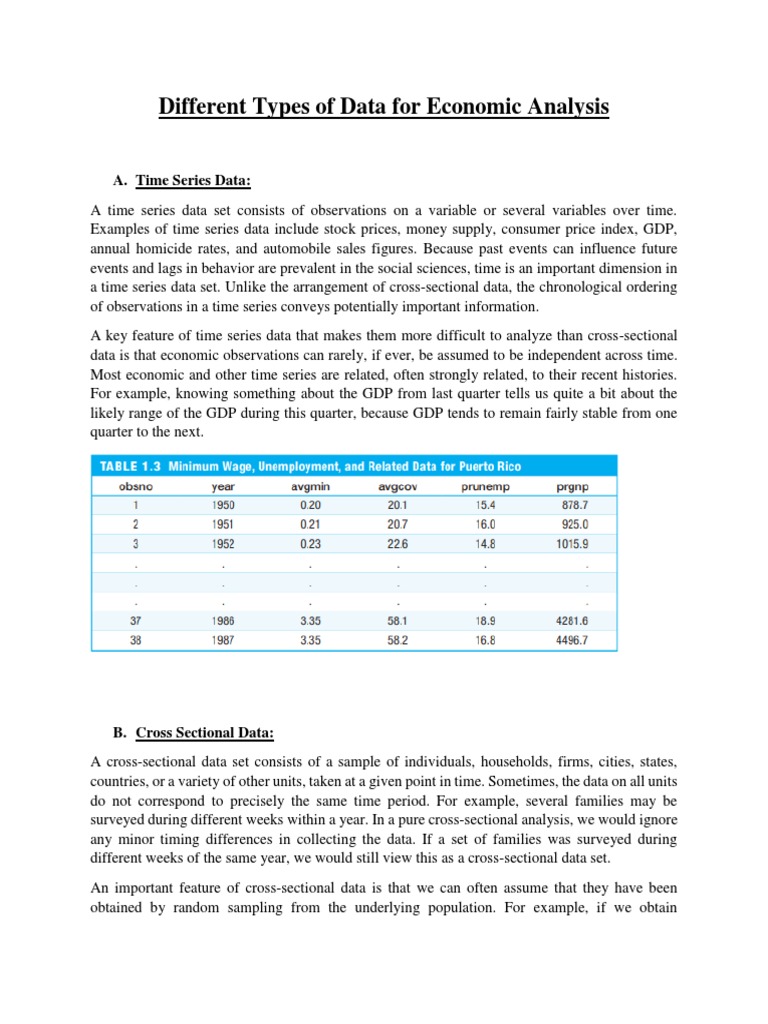 Types of Data in Economic Analysis | PDF | Sampling (Statistics ...