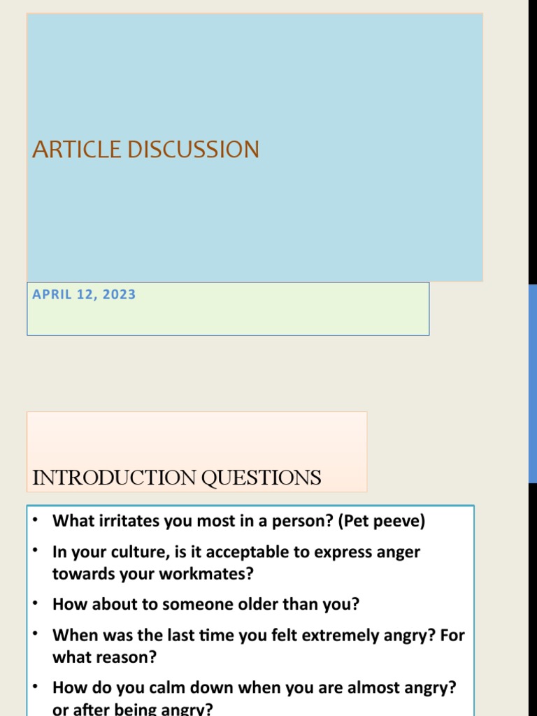 Article and Speaking Class April 12 | PDF | Anger