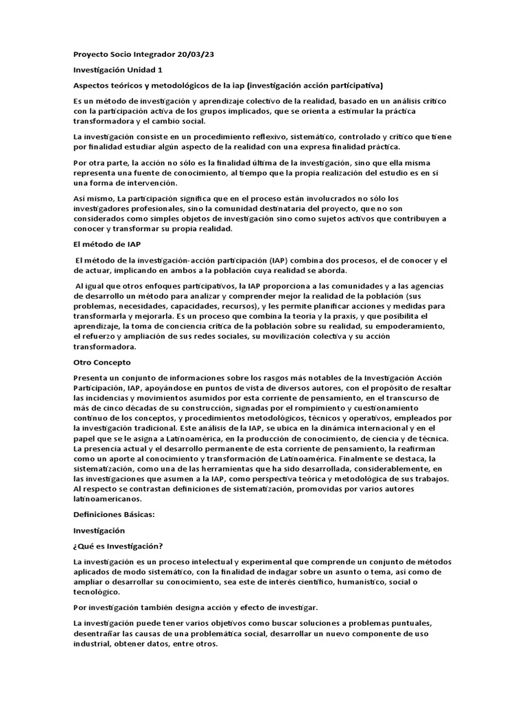 Proyecto Socio Integrador | Descargar gratis PDF | Investigación de ...