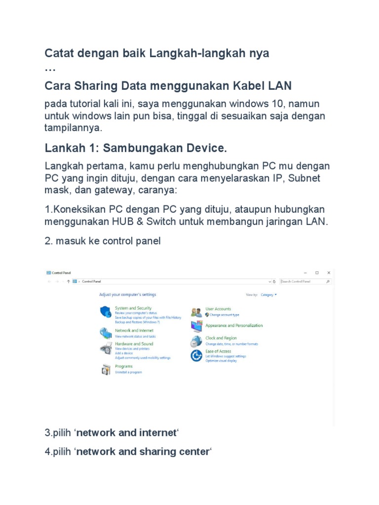 Cara Sharing Data Menggunakan Kabel LAN | PDF