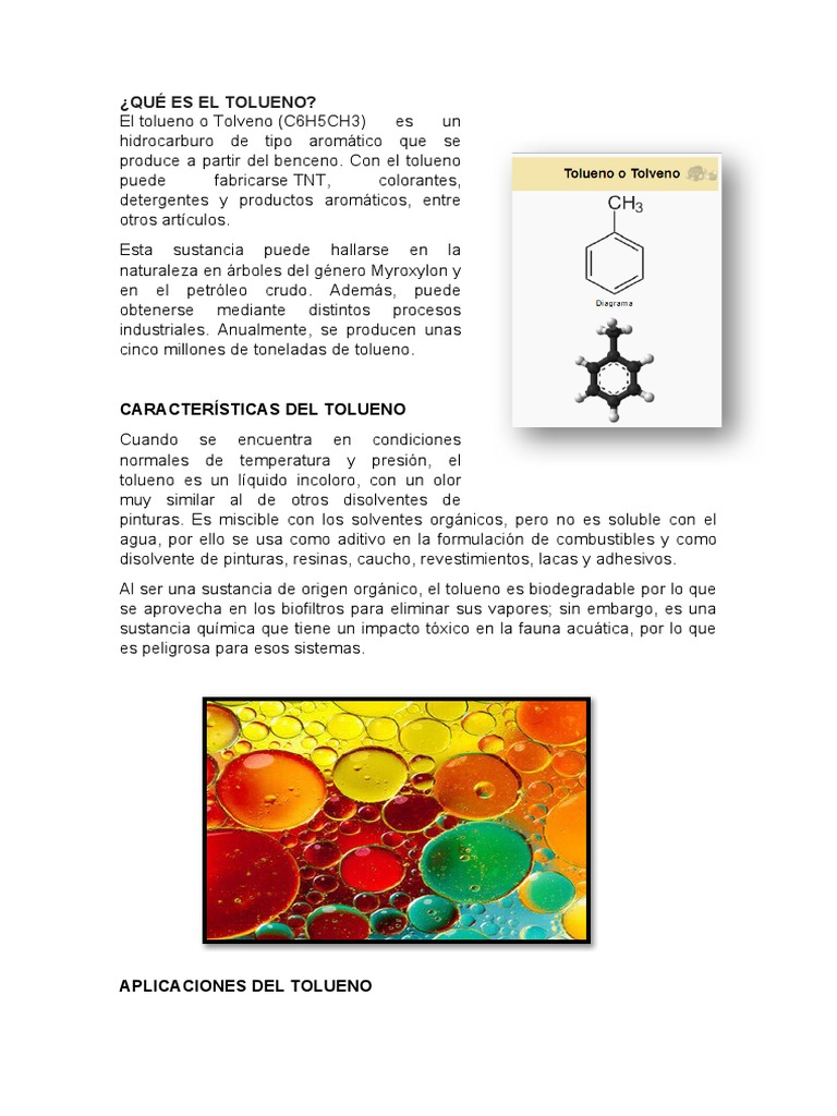 Qué Es El Tolueno | PDF | Tolueno | Química