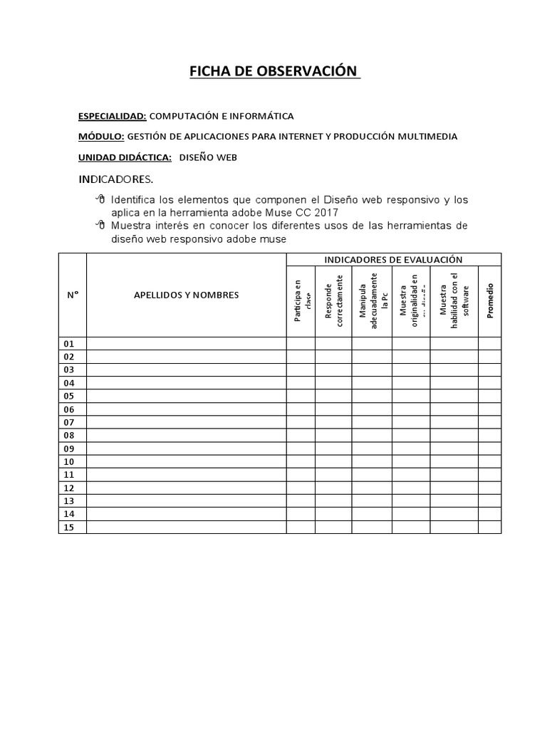 Ficha de Observación | PDF