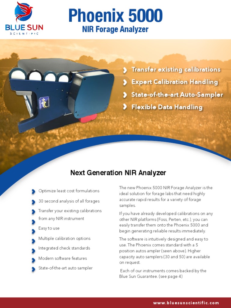 Phoenix 5000 NIR Forage Analyzer Guide | PDF | Calibration | Computer Hardware