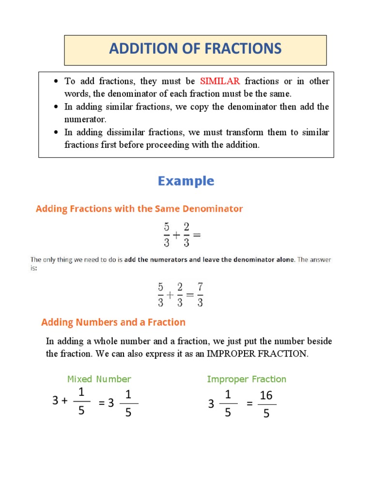 Adding and Subtracting Fractions Guide | PDF