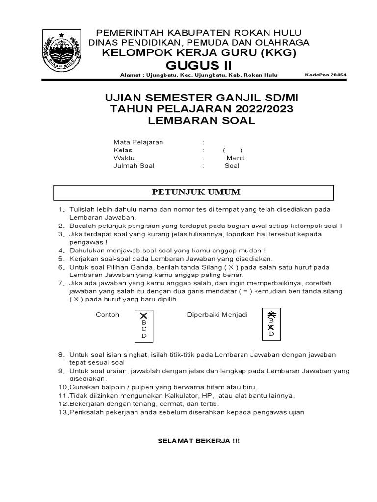 Format Soal Ujian(1) | PDF