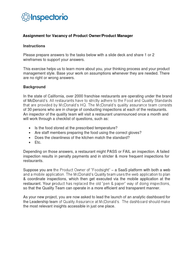 Product Owner Product Manager - Assignment - 2021 | PDF | Scrum ...