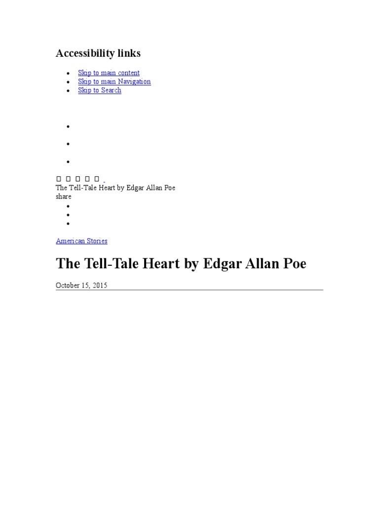 The Tell-Tale Heart by Edgar Allan Poe | PDF | Mystery, Thriller ...
