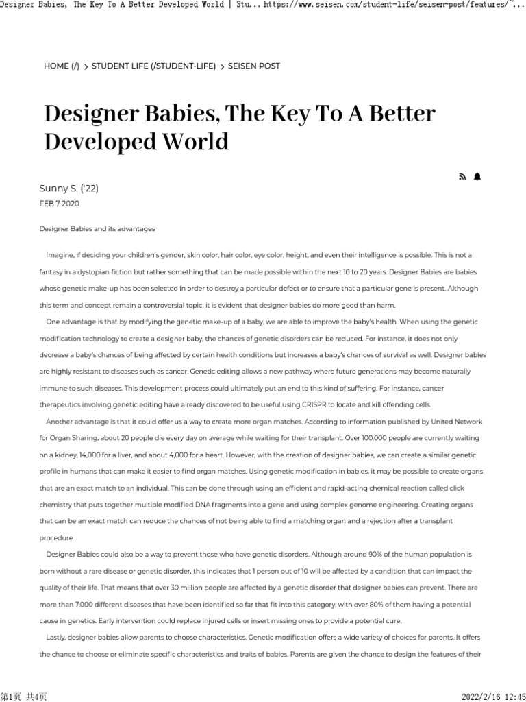 Designer Babies, The Key To A Better Developed World Student Journalism ... Designer Babies, The Key To A Better Developed World Student Journalism ...