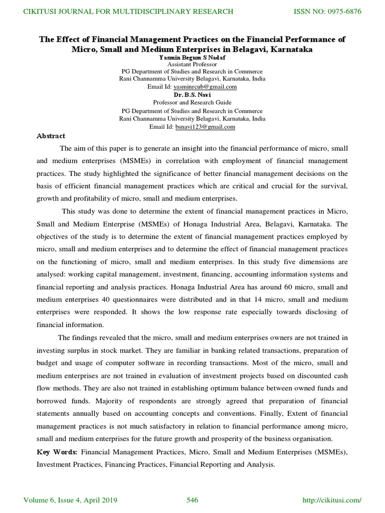 The Effect of Financial Management Practices On The Financial ...