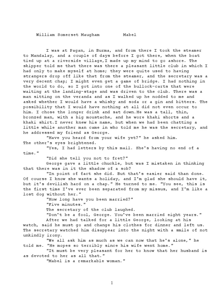 William Somerset Maugham Mabel | PDF
